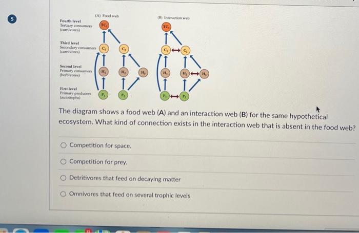 Solved The diagram shows a food web (A) and an interaction | Chegg.com