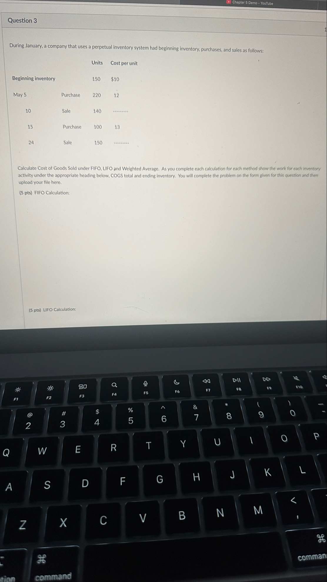 Solved Chapter 5 ﻿Demo - ﻿YouTubeQuestion 3During January, a | Chegg.com