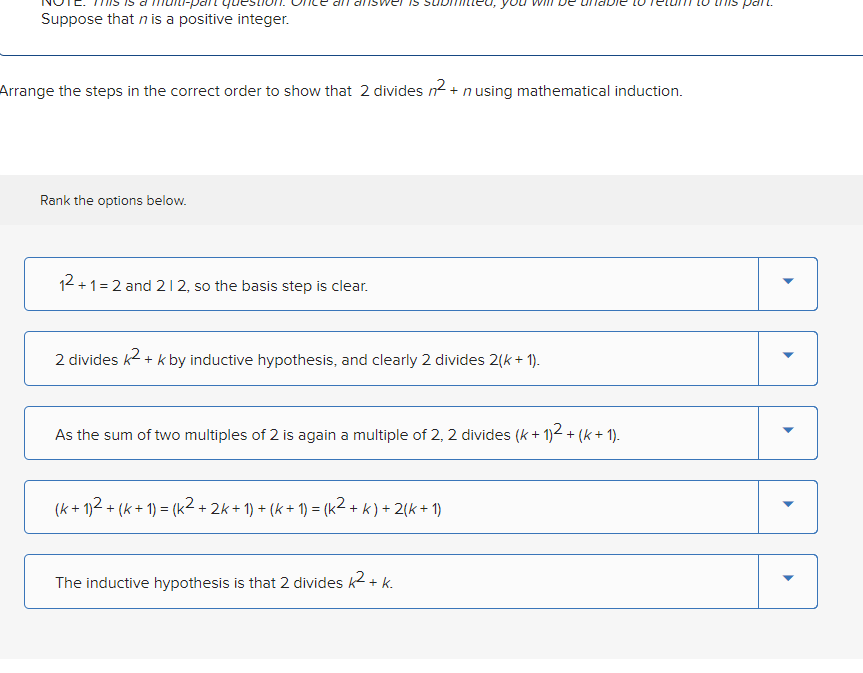 Suppose that n ﻿is a positive integer.Arrange the | Chegg.com