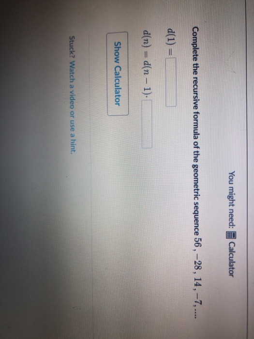 Solved You might need: Calculator Complete the recursive | Chegg.com