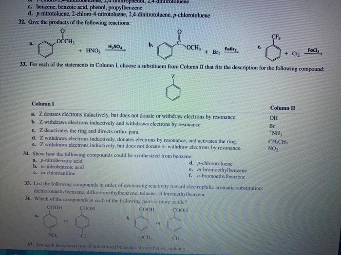 Solved prenor, 2.4 dinitrotoluene c. benzene, benzoic acid, | Chegg.com