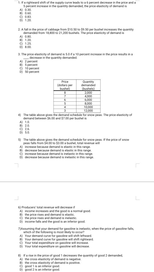 Solved 9 If The Cross Elasticity Of Demand Between Goods A Chegg solved-9-if-the-cross-elasticity-of-demand-between-goods-a-chegg