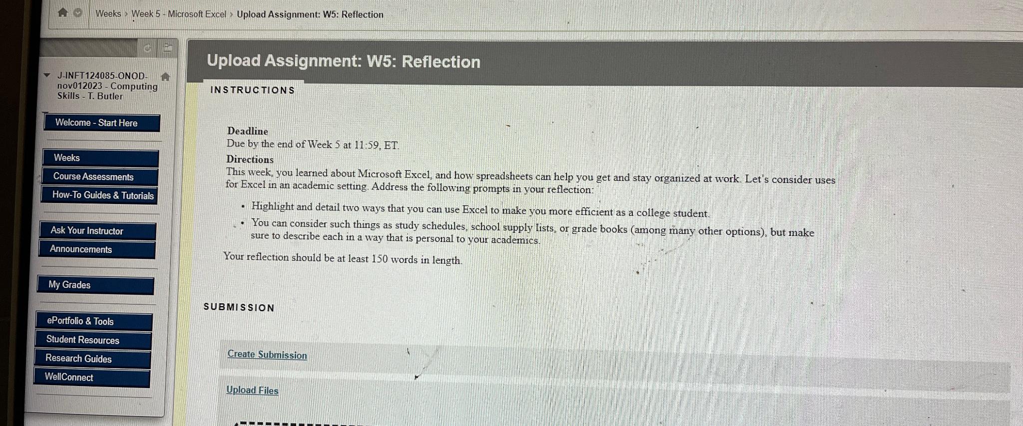 Solved Weeks > ﻿Week 5 - ﻿Microsoft Excel > ﻿Upload | Chegg.com
