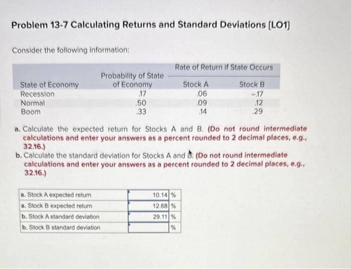 Solved Problem 13-7 Calculating Returns and Standard | Chegg.com Solved Problem 13-7 Calculating Returns and Standard | Chegg.com