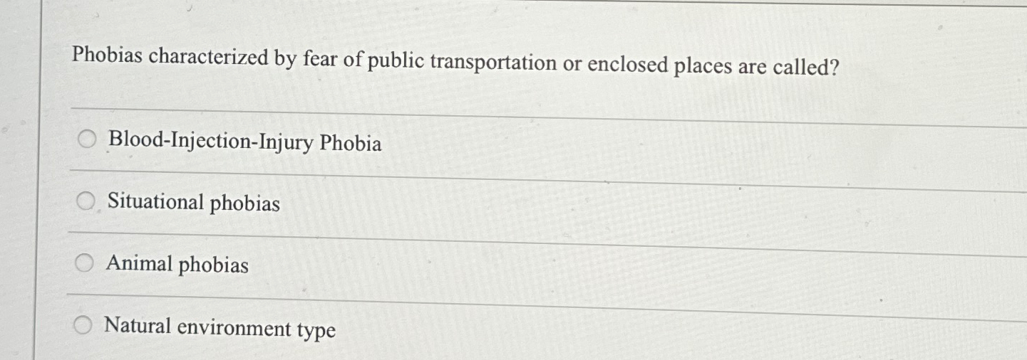Solved Phobias characterized by fear of public | Chegg.com