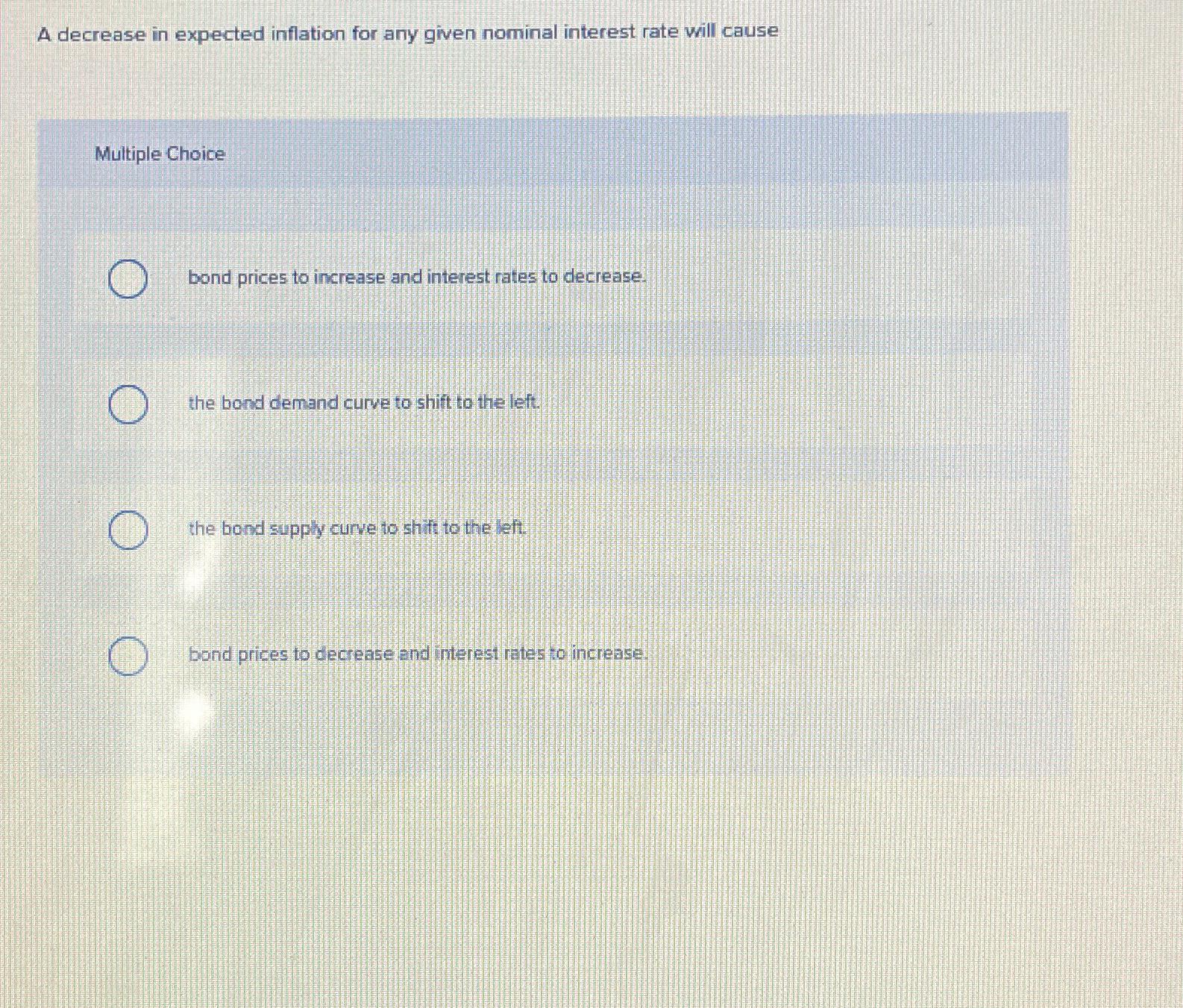 Solved A decrease in expected inflation for any given | Chegg.com