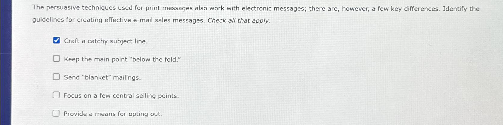 Solved The persuasive techniques used for print messages | Chegg.com