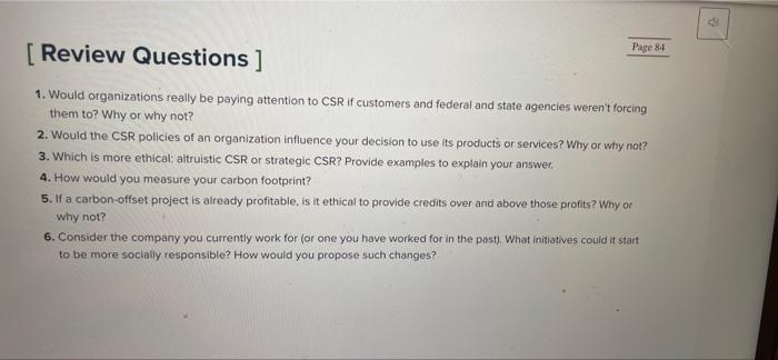 Solved CSR for Corporation social responsibility each answer | Chegg.com