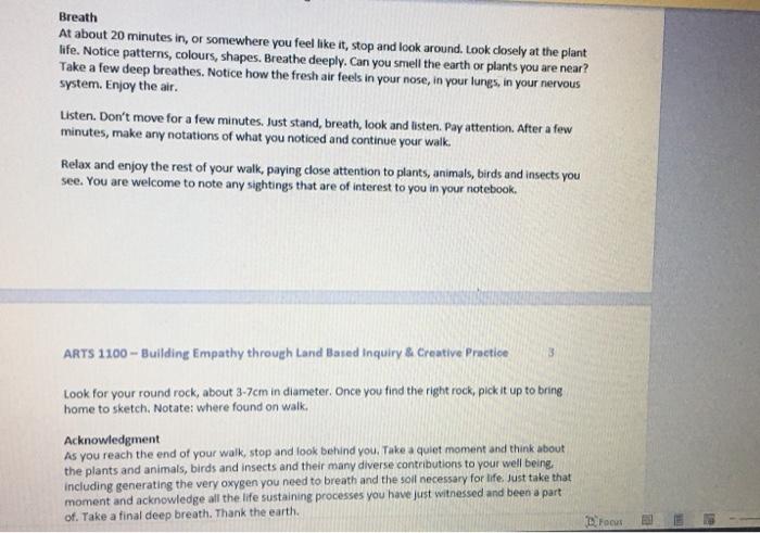 Solved Land Based Inquiry: Walk & Sketching We will be | Chegg.com