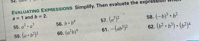 Solved EVALUATING EXPRESSIONS Simplify. Then evaluate the | Chegg.com
