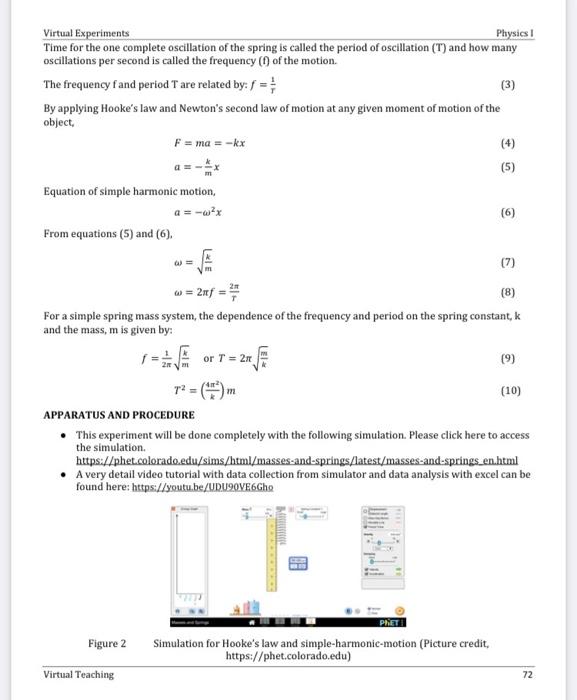 Physics Virtual Experiments LAB 7 HOOKE'S LAW AND | Chegg.com