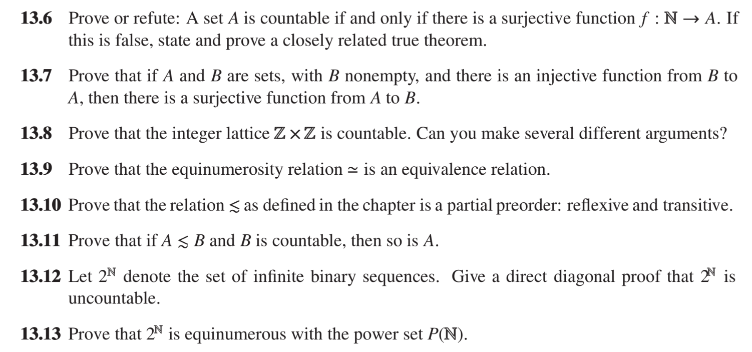 13.6 ﻿Prove or refute: A set \( ﻿A \) ﻿is countable | Chegg.com