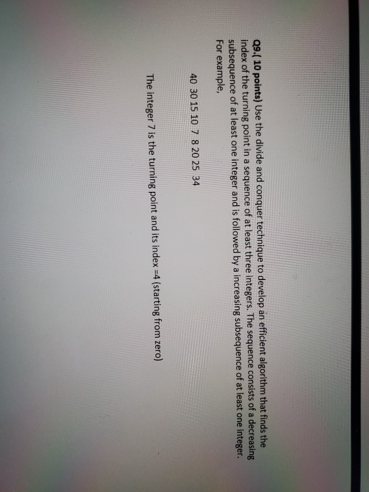 Solved 09.( 10 points) Use the divide and conquer technique | Chegg.com