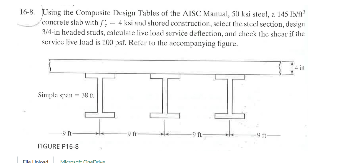 Solved 16-8. ﻿Using the Composite Design Tables of the AISC | Chegg.com