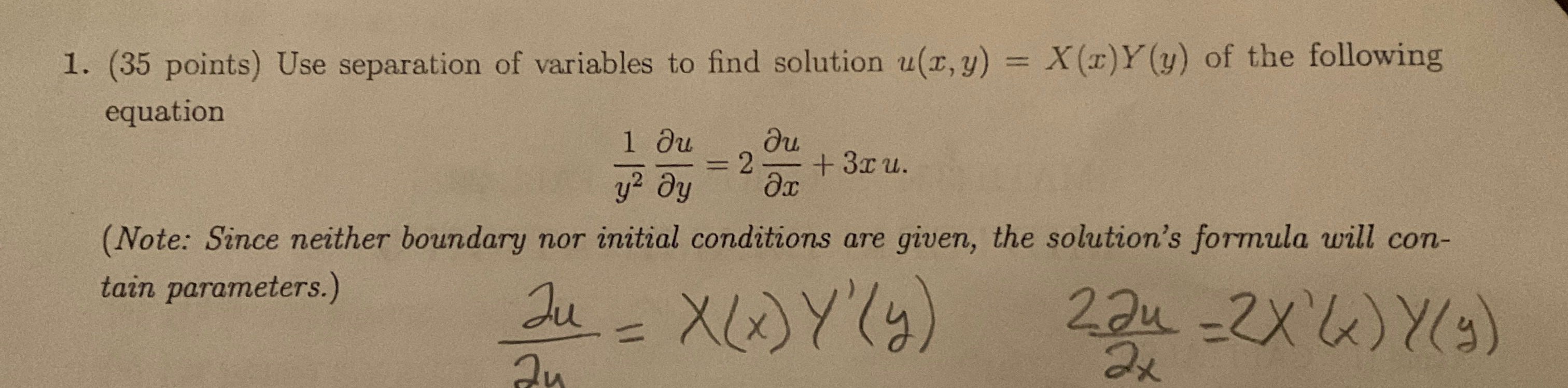 Solved (35 ﻿points) ﻿Use separation of variables to find | Chegg.com