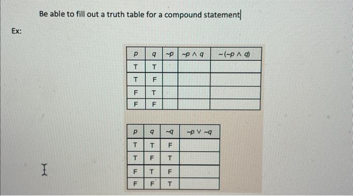Solved Be able to fill out a truth table for a compound | Chegg.com