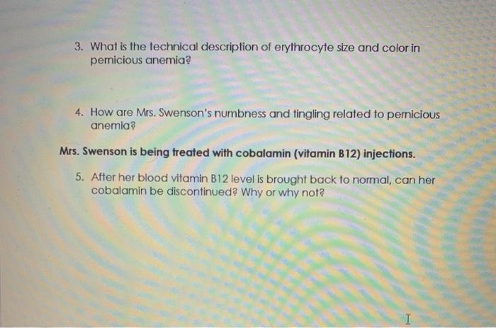 Solved Clinical scenario Mrs. Swenson, age 64, was taken to | Chegg.com
