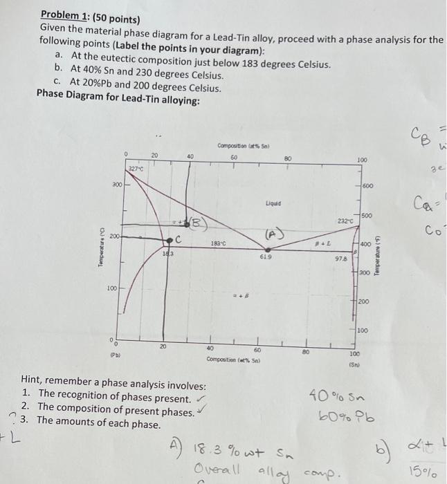 Solved Problem 1: (50 points) Given the material phase | Chegg.com