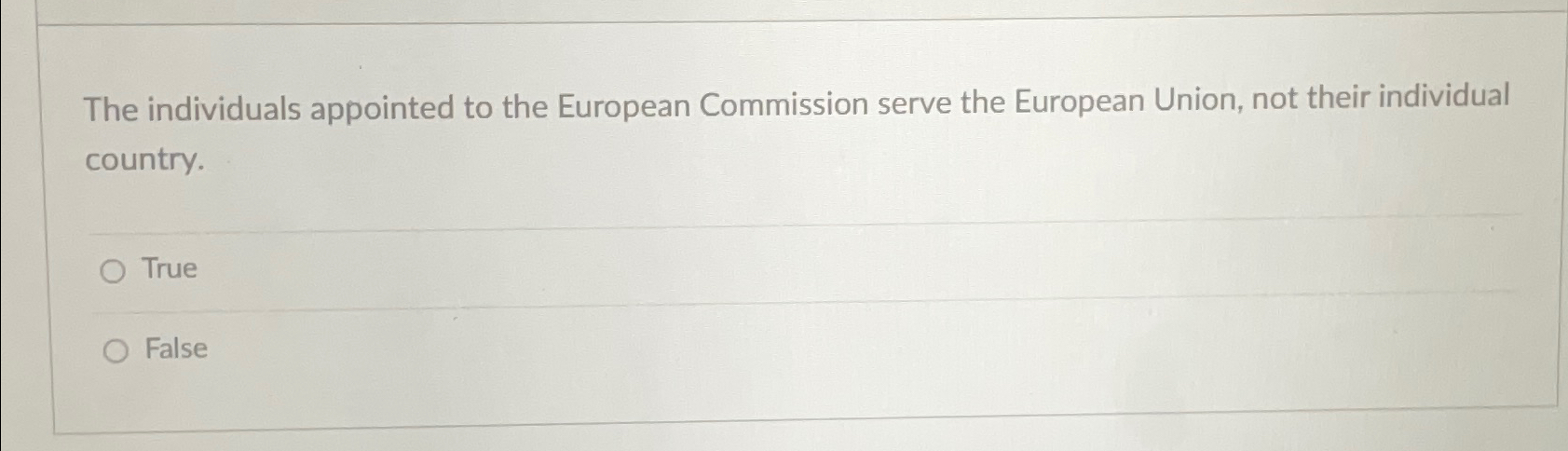 Solved The individuals appointed to the European Commission | Chegg.com