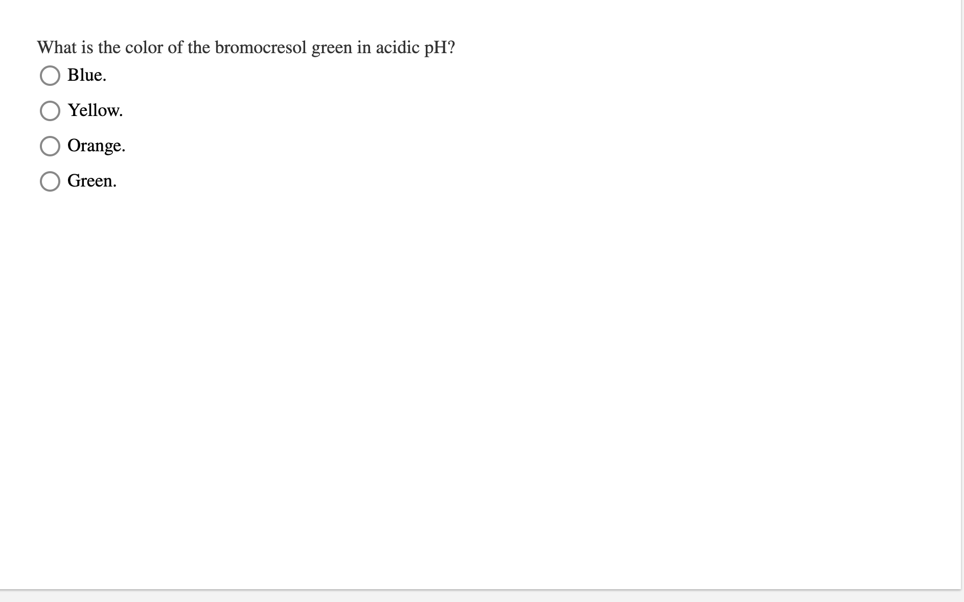 Solved What is ﻿the color of ﻿the bromocresol green in | Chegg.com