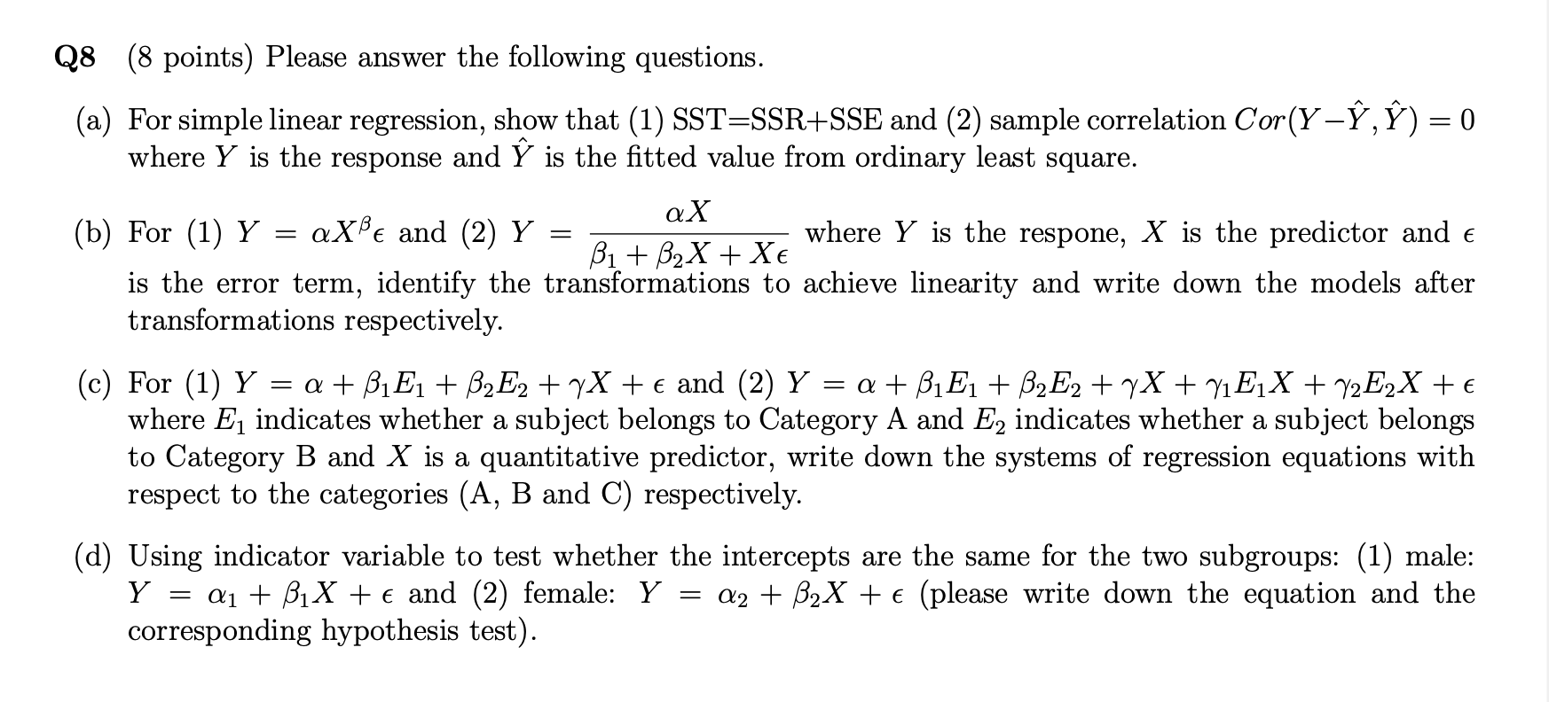 Solved Q8 (8 ﻿points) ﻿Please answer the following | Chegg.com