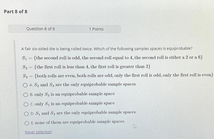 Solved A fair six-sided die is being rolled twice. Which of | Chegg.com