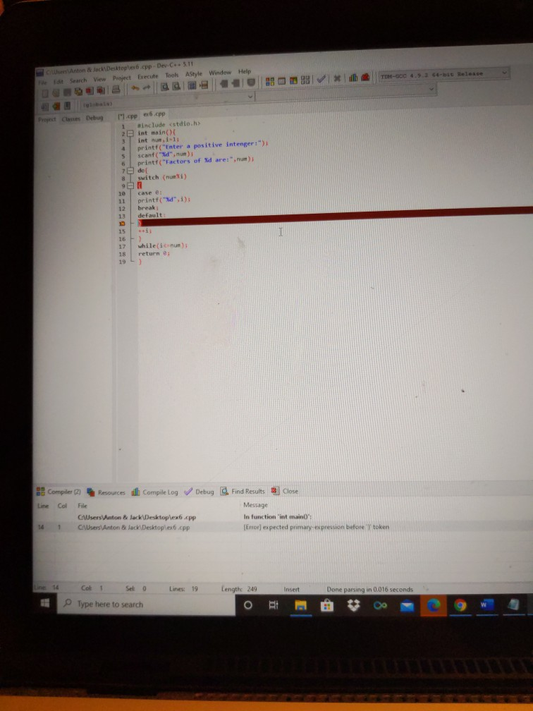 Solved Anton Jack Desktople.cpp - Dev.C.5.11 Search View | Chegg.com