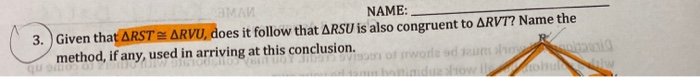 NAME: 3. Given that ARST 2 ARVU, does it follow that | Chegg.com