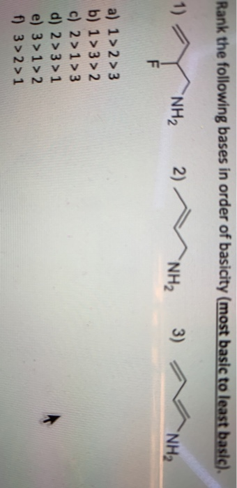 Solved Rank the following bases in order of basicity (most | Chegg.com