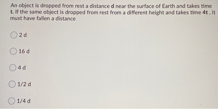 Solved An object is dropped from rest a distance d near the | Chegg.com