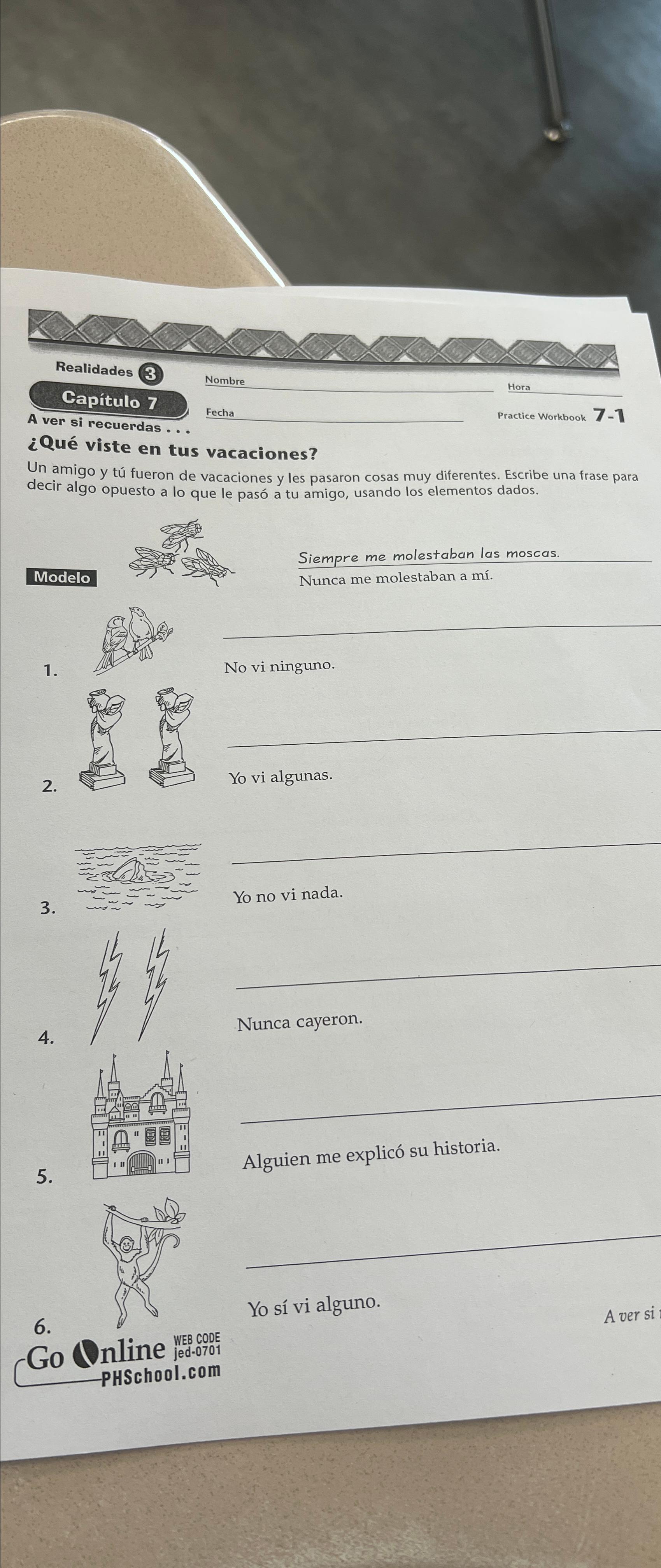 Solved Realidades 3NombreHoraCapítulo 7FechaPractice | Chegg.com