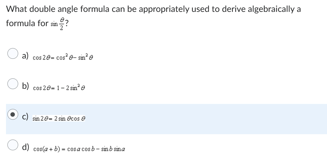 What double angle formula can be ﻿appropriately used | Chegg.com