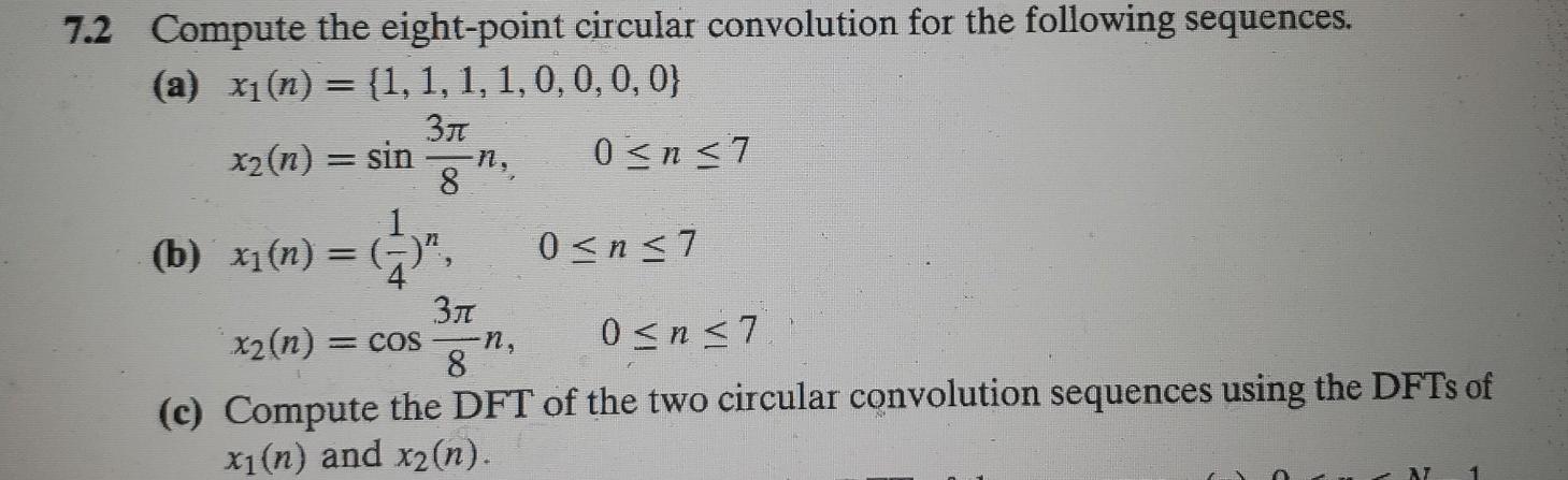 Solved 7.2 Compute the eight-point circular convolution for | Chegg.com