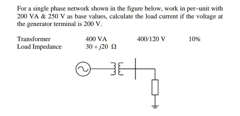 Solved For a single phase network shown in the figure below, | Chegg.com