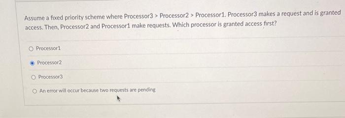 Solved Assume a fixed priority scheme where Processor 3> | Chegg.com