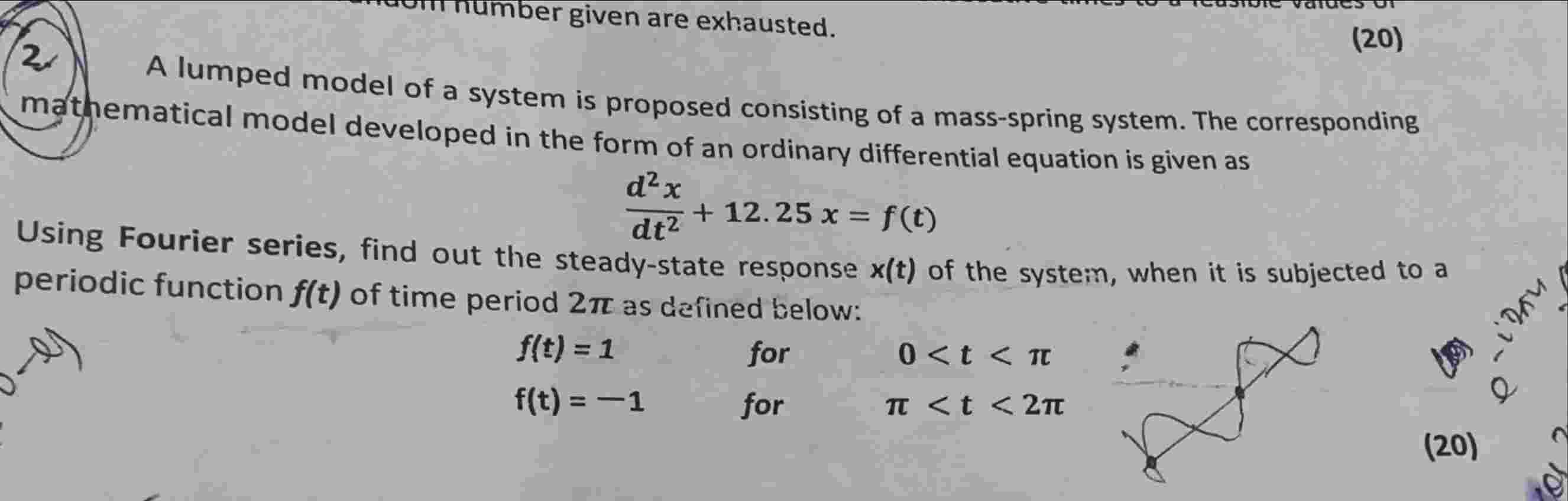 Solved 2A lumped model of ﻿a system is ﻿proposed consisting | Chegg.com