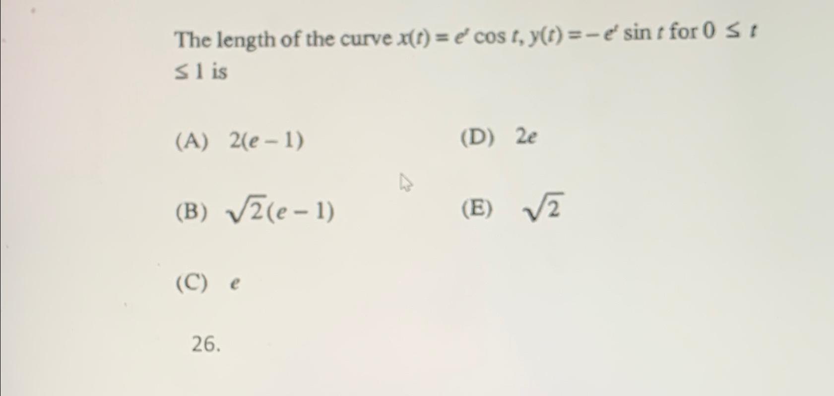 Solved The length of the curve | Chegg.com