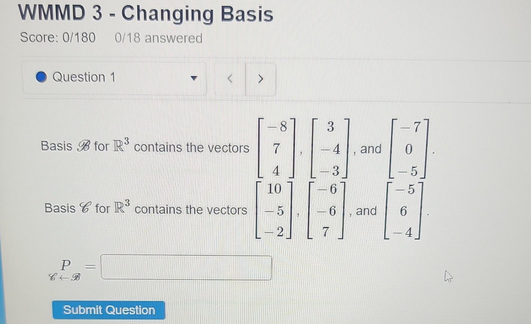 Solved Basis B for R3 contains the vectors | Chegg.com