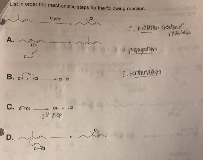 Solved List in order the mechanistic steps for the following | Chegg.com