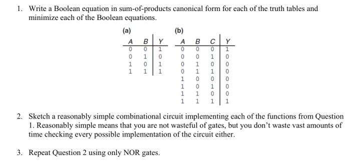 Solved 1 Write A Boolean Equation In Sum Of Products