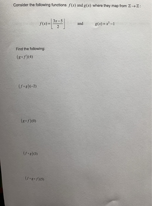 Solved Consider the following functions f(x) and g(x) where | Chegg.com