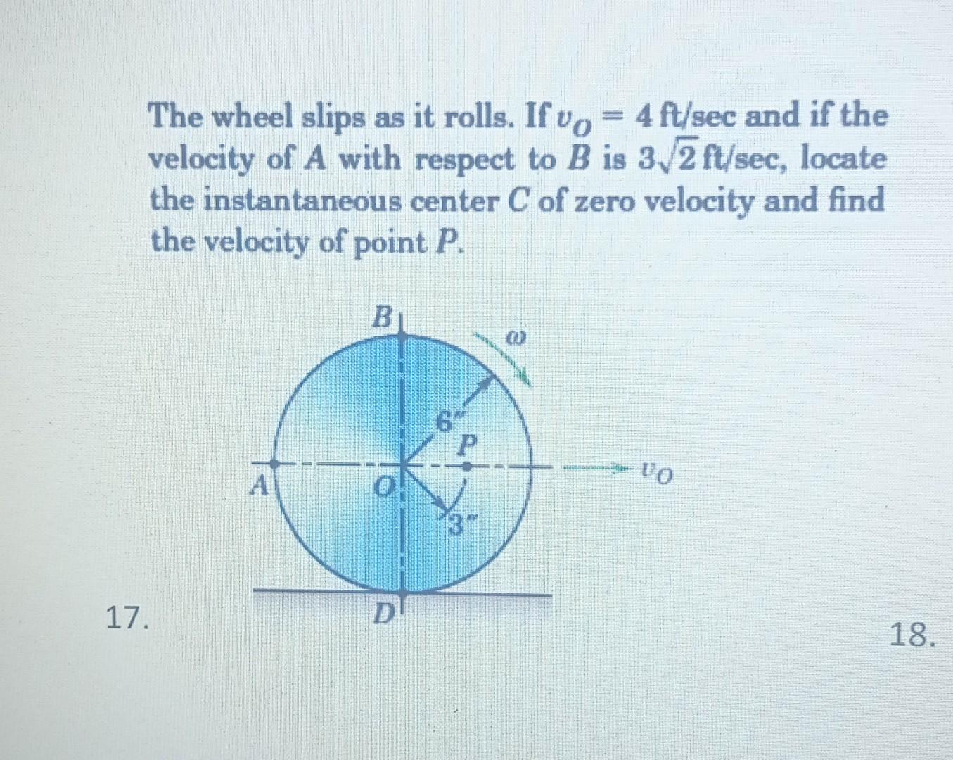 Solved The wheel slips as it rolls. If vO=4ft/sec and if the | Chegg.com