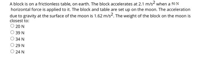 Solved A block is on a frictionless table, on earth. The | Chegg.com