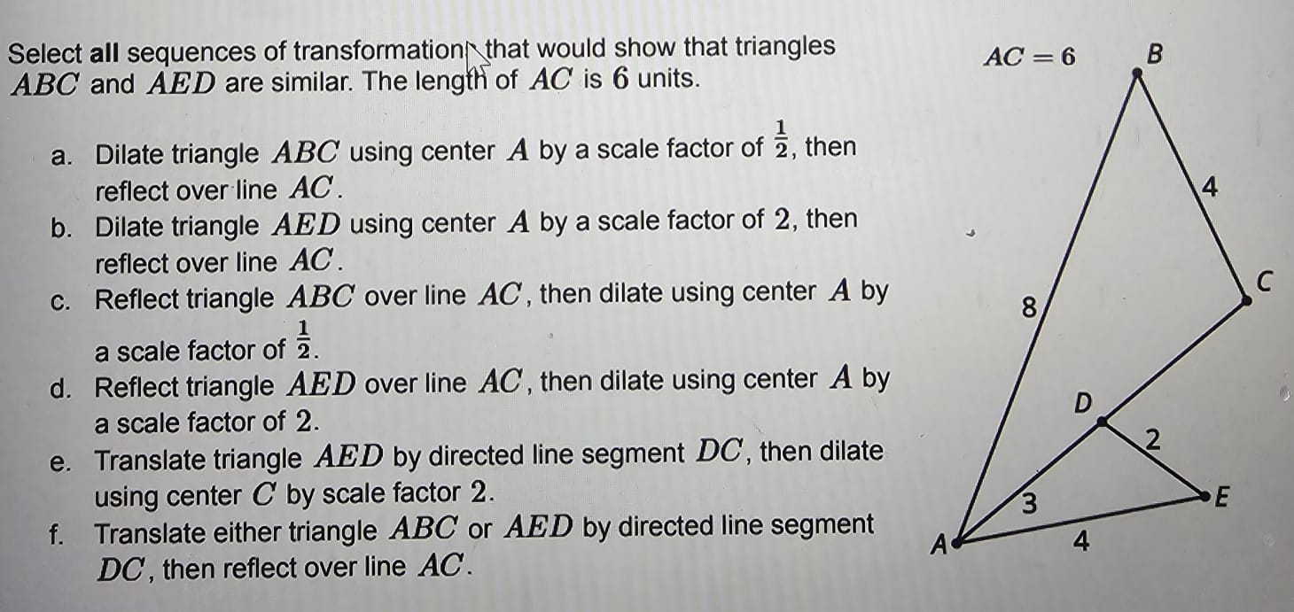 Solved Select all sequences of transformation that would | Chegg.com