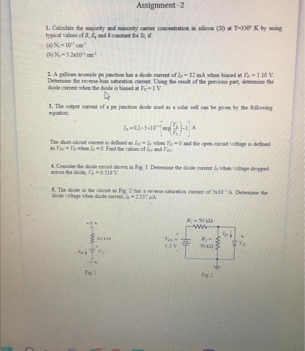 Solved 1. Calculate the majority and minority carrier | Chegg.com