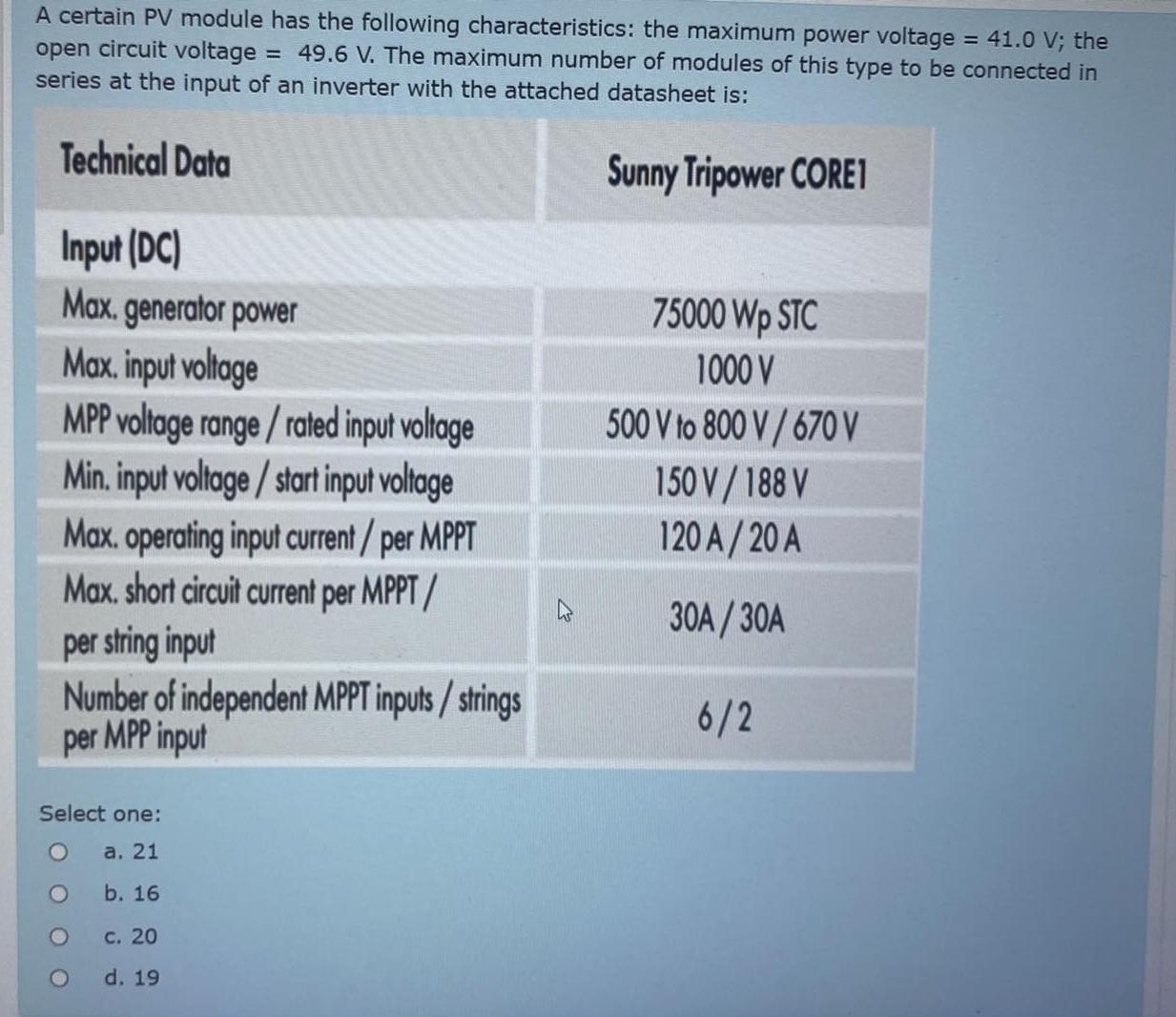 Solved A certain PV module has the following | Chegg.com
