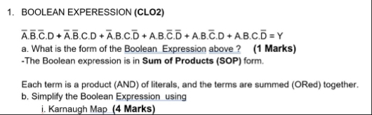 Solved BOOLEAN EXPERESSION | Chegg.com