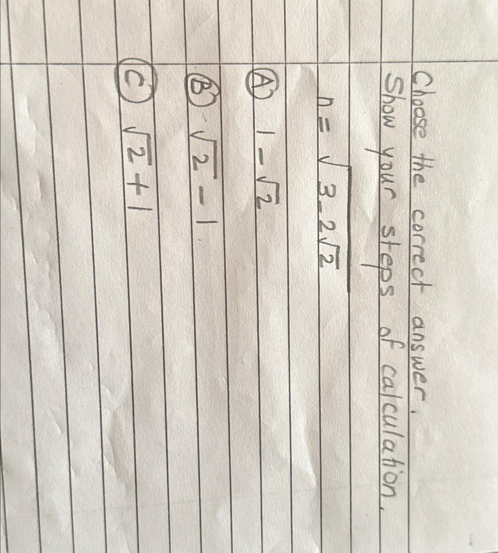 Solved Choose the correct answer.Show your steps of | Chegg.com