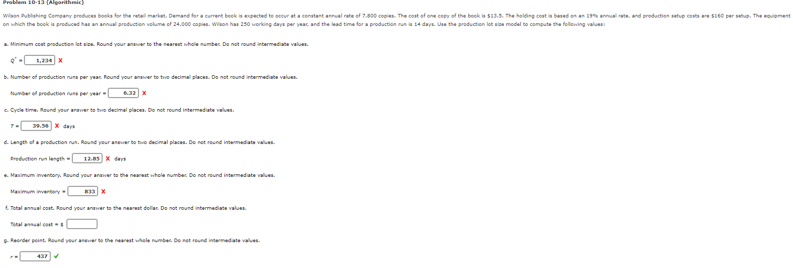 Solved Problem 10-13 (Algorithmic)a. ﻿Minimum cost | Chegg.com