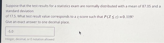 Solved Suppose that the test results for a statistics exam | Chegg.com